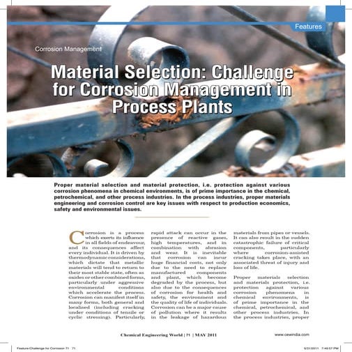 Material Selection - Challenge for Corrosion Management in Process ...