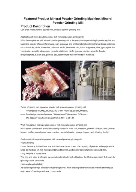 Barite grinding mill processing plant | DOC | Commodities | Economy