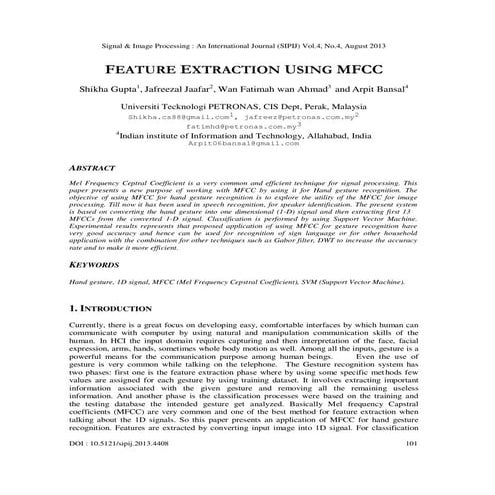 Feature Extraction Using Mfcc Pdf