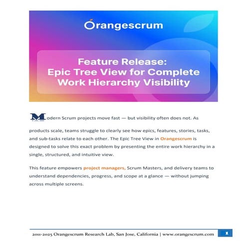 Feature Release Epic Tree View for Complete Work Hierarchy Visibility | PDF