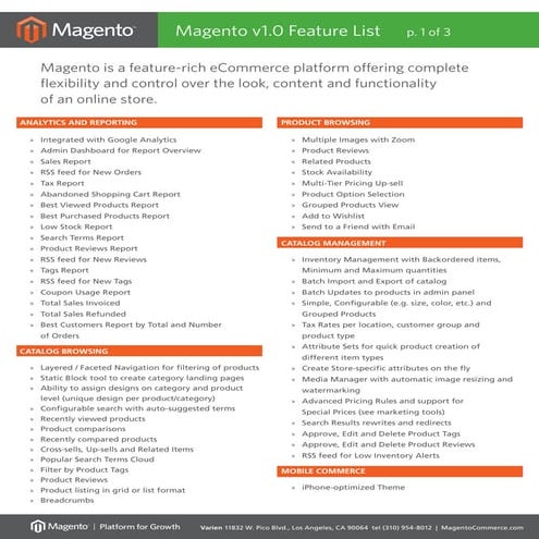 Magento Features List | PDF