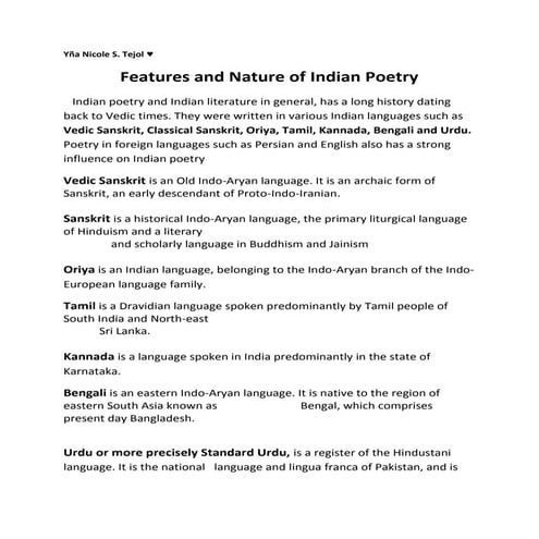 Indian Poetry - Features | DOCX