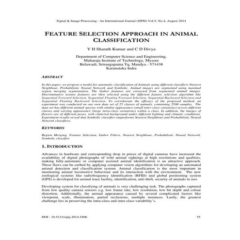 Feature selection approach in animal classification | PDF