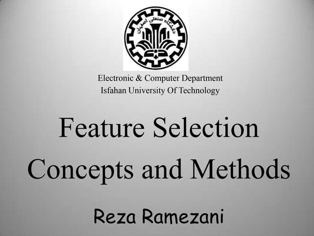 Feature Selection Concepts And Methods Pptx Computing Technology