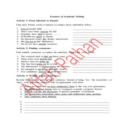 Features of academic writing | DOCX