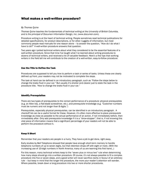 Software Documentation "writing to guide- procedures" | PPT