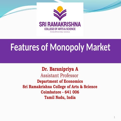 Features of Monopoly Market Power point Presentation | PPT