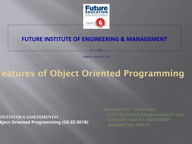 Features Of Object Oriented Programming Pptx