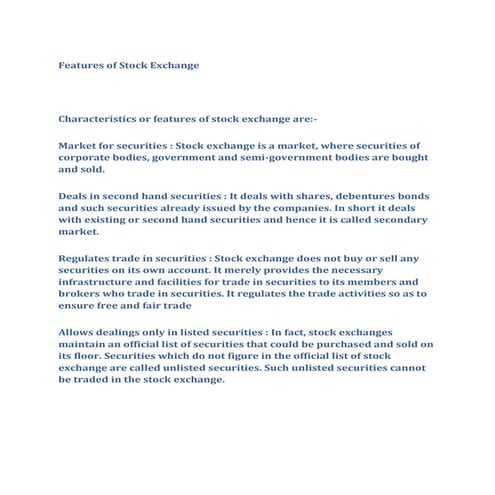 Features of stock exchange 2 | PDF
