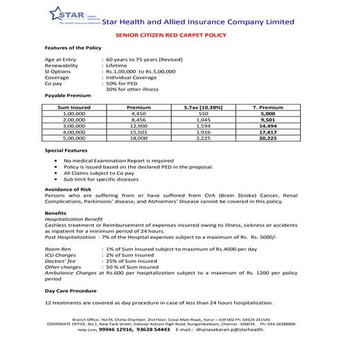 Star Health Insurance Family Health Optima Revised | PDF