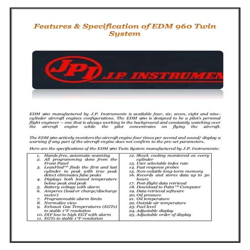 Engine data monitor 930 system vs edm 900 | PDF
