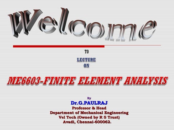 Introduction To Finite Element Analysis Pptx