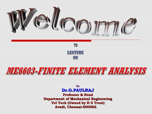 General Steps Of The Finite Element Method Pptx