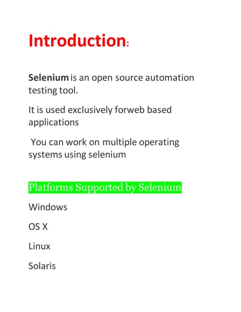 Session 01 Introduction To Selenium Part 2 Ppt 8678