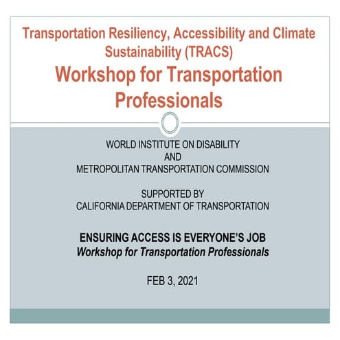 Workshop for Transportation Professionals | PPTX