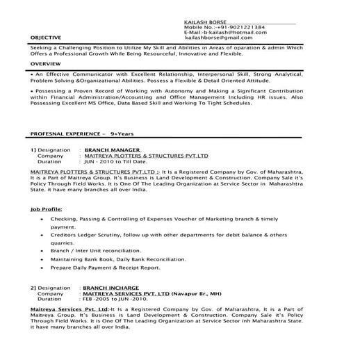 CV-KAILASH NOV 2014 | PDF