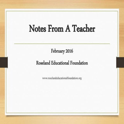 February Notes From A Teacher | PPTX