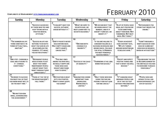 Monthly Motivational Calendar March 2010 | PPT