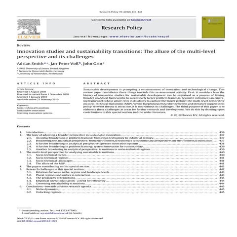 Innovation Studies and Sustainability Transitions: The Allure of the ...