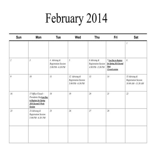 February 2014 calendar | PDF | Educational Assessment | Education