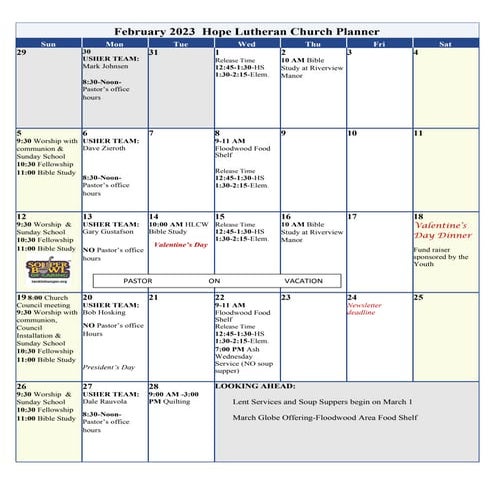 February 2023 Calendar of Events | PDF