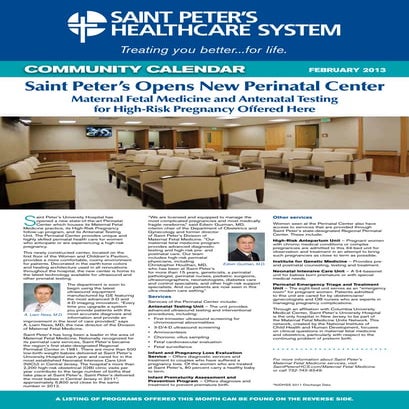 February Community Calendar - Saint Peter's Healthcare Sytem | PDF