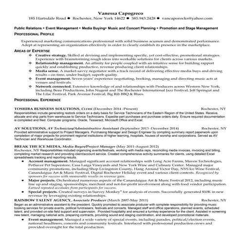Vanessa Capogreco Full Resume 2015 | DOC
