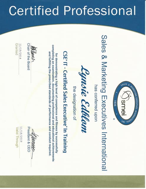 Action Selling certificate | PDF