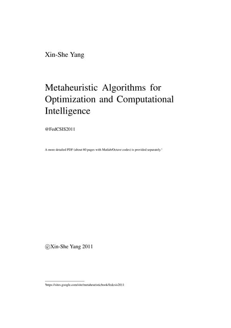 Nature Inspired Metaheuristic Algorithms For Optimization And