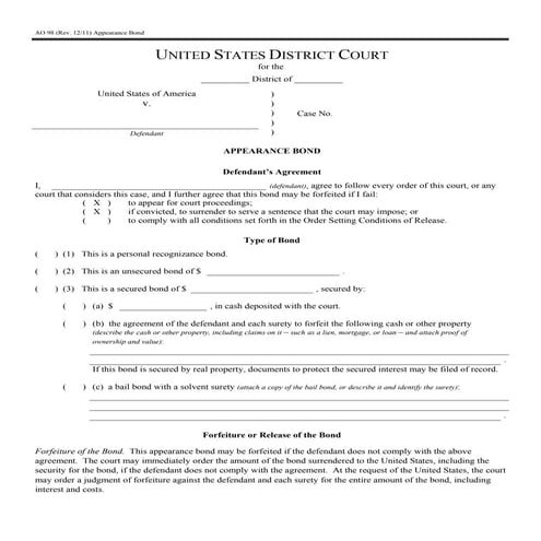 Personal Recognizance Bond | PDF