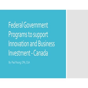 Federal government programs to support innovation and business | PPTX