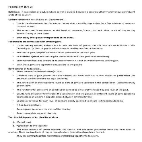 Federalism (Civics 2) | PDF