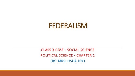 Grade 10th Social Science Civics - Chapter . 2. Federalism | PPTX ...