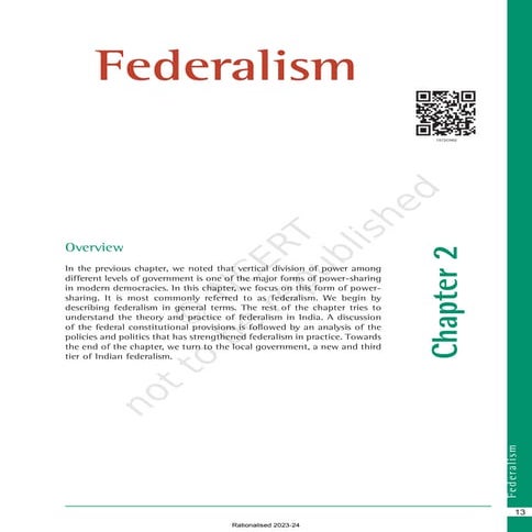 Federalism CBSE class 10. Simplified Critical Points | PDF