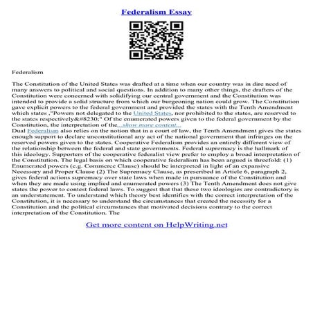 Federalism Essay | PDF