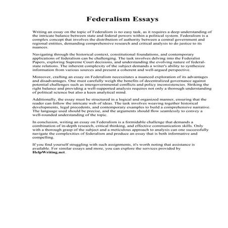 Federalism Essays.pdf | Homework and Study | Education