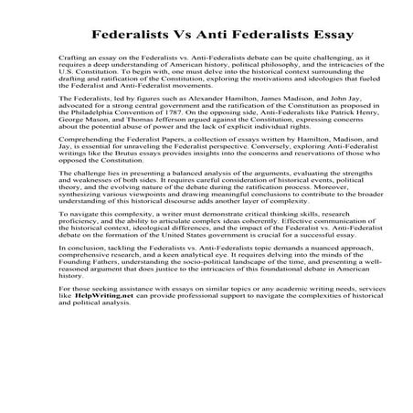 Federalists Vs Anti Federalists Essay.pdf