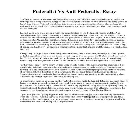 Federalist Vs Anti Federalist Essay.pdf
