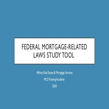 Federal Mortgage Related Laws Study Tool I | PPT