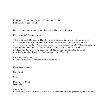 Federal Reserve Paper, Grading GuideFIN366 Version 21.docx