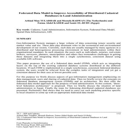 Federated database schema land administration - egypt - research paper ...