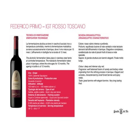 Federico primo vino rosso toscano igt gualdo del re | PDF | Alcoholic ...