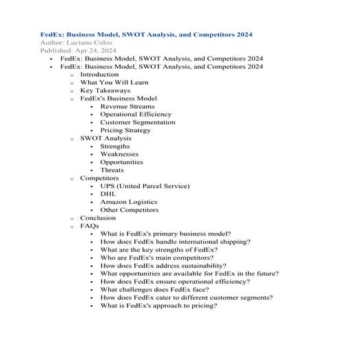 FedEx case analysis and strategic position | DOCX