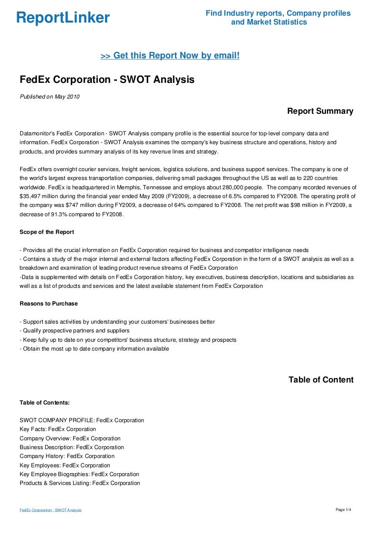 FedEx Corporation - SWOT Analysis