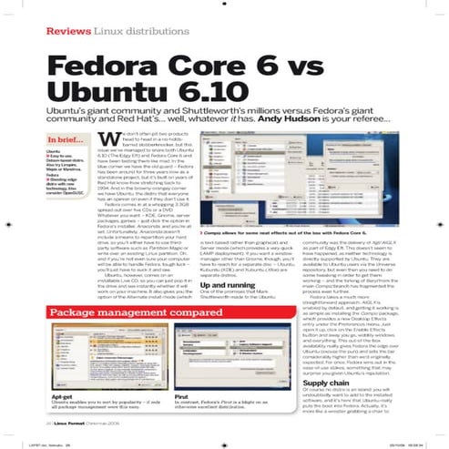 Fedora Core 6 Vs Ubuntu 6.10 | Operating Systems | Computer Software and Applications