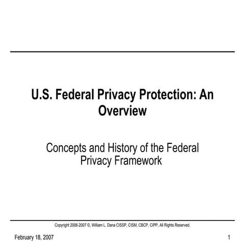 U.S. Federal Privacy Protection: An Overview (Concepts and History of ...