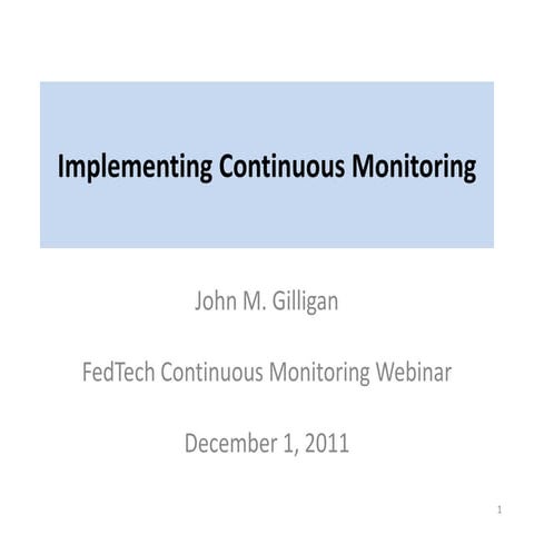 Implementing Continuous Monitoring | PPTX