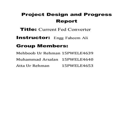Fed vonverter project design and progress report | PDF