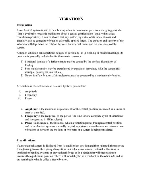 UNIT-5 VIBRATION NOTES- FREE -LONGITUDINAL VIBRATION | PDF
