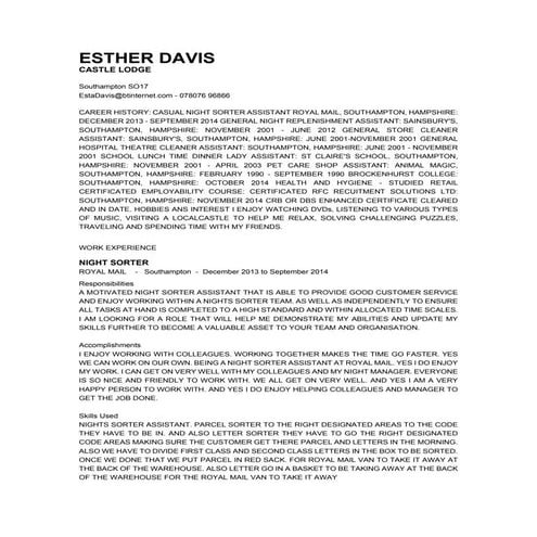 ESTHER-DAVIS | PDF | Healthcare Industry | Industries